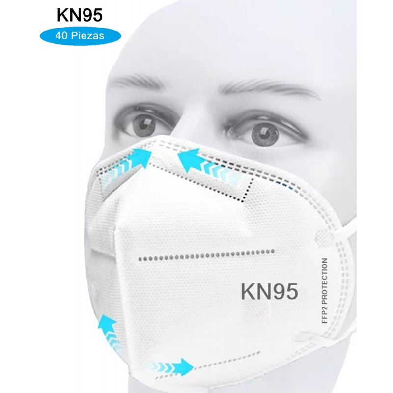 40 Cubrebocas KN95 Mascarilla Certificada Protección FFP2 Respirador